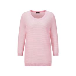 Rundhalspullover GOLDNER "Halbarm Ringelpullover aus Baumwolle", Damen, Gr. 50, rosa (ros&eacute;, gemustert), Obermaterial: 100% Baumwolle CO., Modisch, Pullover Rundhalspullover, Rundhalsausschnitt