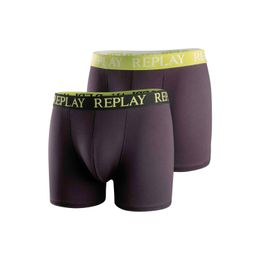 Boxershorts Replay "Boxershort 2er Pack", Herren, Gr. S, schwarz (schwarz, hellgr&uuml;n), Obermaterial: 95% Baumwolle CO. 5% Elasthan EL., Unterhosen Boxershorts