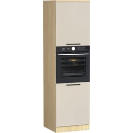 Backofenumbauschrank KOCHSTATION "Luna, Backofenschrank, Backofen-Hochschrank, Made in Italy", kaschmirfarben, eiche chopinfarben, B:60cm H:214,5cm T:60cm, Schr&auml;nke, Backofenumbauschrank, B/T/H: 60&times;60&times;214,5 cm, Oberplatte mit 25 mm St&auml;rke