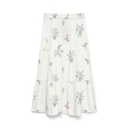 V&eacute;ro Moda Maxirock VERO MODA "VMDICTHE HW MAXI SKIRT WVN GA", Damen, Gr. XS, snow wei&szlig; aop:wendy, Web, Obermaterial: 100% Baumwolle, bedruckt, lang, R&ouml;cke Maxirock, Baumwolle