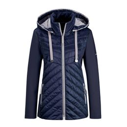 Kurzjacke GOLDNER "Kurzgr&ouml;&szlig;e Steppjacke mit abnehmbarer Kapuze", Damen, Gr. 23, blau (marine), Obermaterial: 60% Polyester PES. 40% Polyamid PA., Sonstiges, Jacken Kurzjacke, Kontrastfarbige Blenden und Details