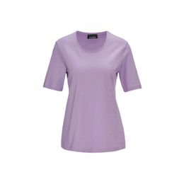 Langarm-Poloshirt GOLDNER "Basic Baumwollshirt mit kurzem Arm", Damen, Gr. 48, lila (flieder), Obermaterial: 100% Baumwolle CO., normal, Sonstiges, Shirts Langarm-Poloshirt, Ohne
