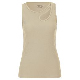 Tanktop Cartoon "Basic-Top mit Rundhalsausschnitt", Damen, Gr. 34, beige (elm), Obermaterial: 95% Baumwolle CO. 5% Elasthan EL., Tops Tanktop