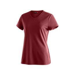T-Shirt Maier Sports "Trudy", Damen, Gr. 40, weinrot, 100% Polyester, Rundhals, Shirts T-Shirt, Damen Kurzarmshirt, leichtes Sommer Funktionsshirt, V-Ausschnitt