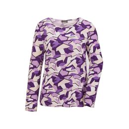 Print-Shirt GOLDNER "Shirt", Damen, Gr. 44, lila (lila, gemustert), Obermaterial: 95% Viskose CV. 5% Elasthan EL., normales B&uuml;ndchen, Shirts Print-Shirt, Kombistarker Druck