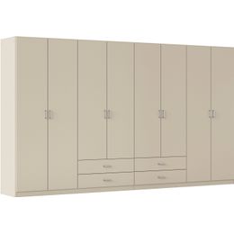 Dreht&uuml;renschrank Rauch "Kleiderschrank Garderobe GAMMA Breiten 91/136/181/226/271/315/360 cm", beige (champagner), griffe alu, B:360cm H:210cm T:54cm, Holzwerkstoff, Schr&auml;nke, Dreht&uuml;renschrank, mit Schubladen, verschiedene Griff-Varianten TOPSELLER MADE IN GERMANY