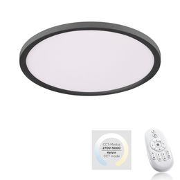 JUST LIGHT LED Deckenleuchte "FLAT", schwarz, 1, &Oslash; 40cm, 1 Stk., Leuchten, dimmbar &uuml;ber Fernbedienung, LED Deckenleuchte
