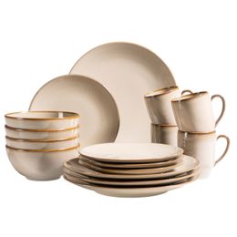 M&auml;ser Kombiservice M&Auml;SER "Ossia", beige (sand), 16, Geschirr-Sets, Kombiservice
