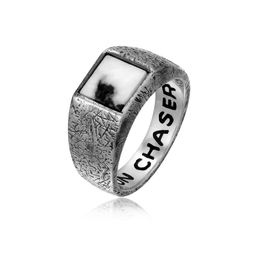Siegelring HAZE & GLORY "Ring Siegelring Quarz Edelstein Schwarz-Wei&szlig; 925 Sterling Silber" Gr. 60, silber, Fingerringe, Herren, 60, ohne Stein, Silber 925 (Sterlingsilber), 10mm, Siegelring