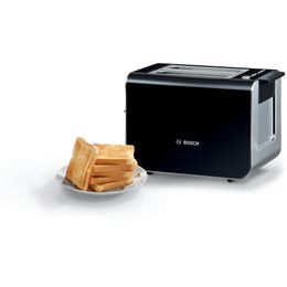 Bosch Toaster "Styline TAT8613N, integrierter Br&ouml;tchenaufsatz, Liftfunktion", schwarz, B:31,3cm H:18,4cm T:17cm, Toaster, Auftaufunktion, Abschaltautomatik, Brotzentrierung, Edelstahl/schwarz, Toaster