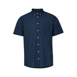 Kurzarmshirt Blend "Kurzarmhemd BHShirt", Herren, Gr. L, blau (marineblaus), Obermaterial: 70% Baumwolle CO. 30% Leinen LI., Hemden Kurzarmshirt