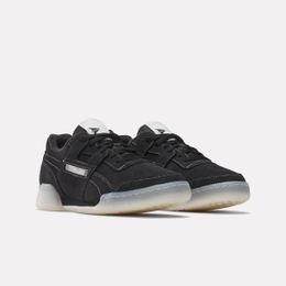 Trainingsschuh Reebok CLASSIC "WORKOUT PLUS", Damen, Gr. 37,5, schwarz, chalk, alabaster, Leder, Schuhe Trainingsschuh