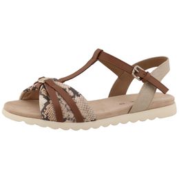 Riemchensandale Tom Tailor "Mandy", Damen, Gr. 37, beige, braun, Lederimitat, Textil, Schuhe Riemchensandale, Platau, Sandalette, Sommerschuh mit Kontrastbesatz in Snake-Optik