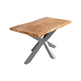 Baumkantentisch CALI / naturfarben / 180x90 / Spider-Gestell Silber