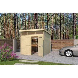 Gartenhaus Lasita Maja "Kibo 3", beige (naturbelassen), ohne Fu&szlig;boden, ohne Dacheindeckung, Holzwerkstoff, Gartenh&auml;user, Gartenhaus, Blochbohlenhaus 28mm, Fundamentmass 2500x2500, Naturbelassen