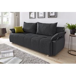 Schlafsofa Collection AB "3-Sitzer, Funtastic", grau (anthrazit), B:212cm H:84cm T:96cm, Zierkissen: 100% Polyester;Struktur (100% Polyester);Kunstleder SOFTLUX;Microfaser PRIMABELLE (100% Polyester), Sofas, Schlafsofa, inkl. Bettfunktion, Bettkasten, Federkern, Frei im Raum stellbar