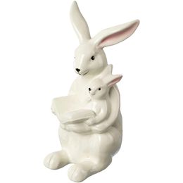 Osterhase CREATIV HOME "Osterdeko mit fr&ouml;hlichem Gesicht", wei&szlig;, B:13cm H:22,5cm T:10cm, Keramik, Dekofiguren, Osterhase, Hase aus Keramik, H&ouml;he 22,50 cm