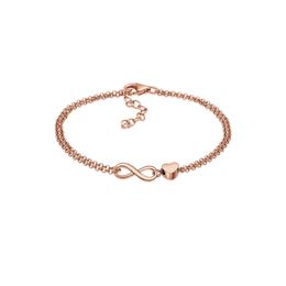 Armkette Elli "Armband Herz Unendlichkeit Infinity 925 Silber" Gr. 160, rosa (rosegold), Armb&auml;nder, Damen, Silber 925 (Sterlingsilber), Armkette
