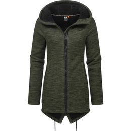 Kapuzensweatjacke Ragwear "Kapuzenstrickjacke Wingi Melange", Damen, Gr. XS, gr&uuml;n (schwarz olive), Obermaterial: 56% Baumwolle CO. 44% Polyester PES. Futter: 100% Polyester PES., Sweatjacken Kapuzensweatjacke