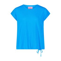 Rundhalsshirt Betty Barclay "Strukturshirt mit Tunnelzug", Damen, Gr. 40, blau (blau aster), Obermaterial: 100% Baumwolle CO., Shirts Rundhalsshirt