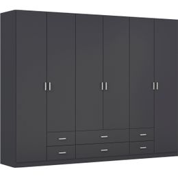 Dreht&uuml;renschrank Rauch "Kleiderschrank Garderobe GAMMA Breiten 91/136/181/226/271/315/360 cm", graumetallic, griffe alu, B:271cm H:210cm T:54cm, Holzwerkstoff, Schr&auml;nke, Dreht&uuml;renschrank, mit Schubladen, verschiedene Griff-Varianten TOPSELLER MADE IN GERMANY