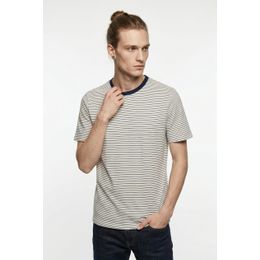 Only & Sons Rundhalsshirt ONLY & SONS "ONSFRED LIFE RLX SS STRIPE TEE NOOS", Herren, Gr. S, gardenia stripes:navy blazer, Jersey, Obermaterial: 100% Baumwolle, gestreift, relaxed fit normal, Rundhals, Shirts Rundhalsshirt