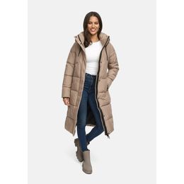 Winterjacke Marikoo "Marikoo Chumanii Damen Herbst Winter Steppmantel Parka lang N057", Damen, Gr. XS, grau (taupegrau), Obermaterial: 100% Polyester PES., Jacken Winterjacke