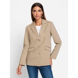 Jackenblazer Heine "Blazer", Damen, Gr. 42, beige (sesam), 97% Baumwolle, 3% Elasthan, Blazer Jackenblazer