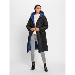 Steppmantel Heine, Damen, Gr. 46, bunt (schwarz, royalblau), 100% Polyester, Wattierung:100% Polyester, unifarben, unifarben mit Farbeinsatz, unifarben mit Farbeins&auml;tzen, M&auml;ntel Steppmantel