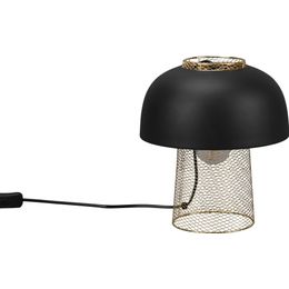 REALITY LEUCHTEN Schreibtischlampe "Punch", schwarz (schwarz matt), 1, &Oslash; 25cm H: 28cm, 1 Stk., Leuchten, Industrie-Look mit Fu&szlig; in Gitteroptik, schwarz-gold exkl 1xE27 max 25W, Schreibtischlampe