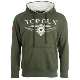 Kapuzensweatshirt Top Gun "Hoodie TG20201043", Herren, Gr. M, gr&uuml;n (olive), Obermaterial: 65% Baumwolle CO. 35% Polyester COOLMAX PES(Coolmax)., Pullover Kapuzensweatshirt