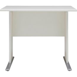 Schreibtisch Schildmeyer "Serie 200", wei&szlig; (wei&szlig;, wei&szlig;, silber, silber, wei&szlig;), B:90cm T:65cm, Tische, Schreibtisch