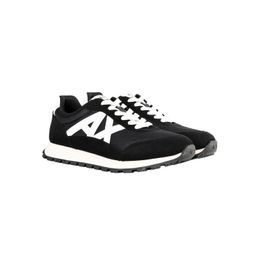 Sneaker Armani Exchange "Sneaker SNEAKER DROP MICROSUEDE+MESH+CALF PU", Herren, Gr. 43, schwarz (schwarz, wei&szlig;), Obermaterial: 60% Polyester PES. 20% Polyamid PA. 20% Polyurethan PU. Futter: 100% Polyester PES. 100% Gummi rubber., Schuhe Sneaker