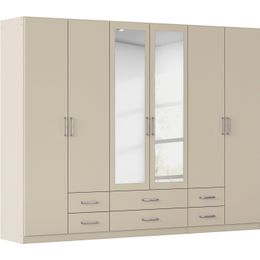 Kleiderschrank Rauch "Schrank Garderobe Ankleide GAMMA Breiten 91/136/181/226/271/315/360 cm", beige (champagner), griffe chrom, B:271cm H:210cm T:54cm, Holzwerkstoff, Schr&auml;nke, Kleiderschrank, verschiedene Griff-Varianten, mit Spiegel TOPSELLER MADE IN GERMANY