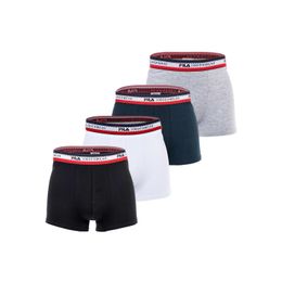 Boxershorts Fila "Boxershort 4er Pack", Herren, Gr. XXL, bunt (schwarz, wei&szlig;, grau, blau), Obermaterial: 95% Baumwolle CO. 5% Elasthan EL., Unterhosen Boxershorts