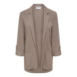 Longblazer Only "ONLSIESTA 3/4 OPEN LIN BL BLAZE TLR NOOS", Damen, Gr. 34, walnut, Web, Obermaterial: 80% Viskose, 20% Leinen, unifarben, loose fit h&uuml;ftbedeckend, V-Ausschnitt, Blazer Longblazer