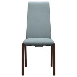 Polsterstuhl stressless "Laurel", blau (aqua dinamica, walnuss), B:57cm H:105cm T:60cm, Microfaser DINAMICA (88% Polyester, 12% Polyurethan), St&uuml;hle, Polsterstuhl, High Back, Gr&ouml;&szlig;e M, mit abgerundeten Beinen in Walnuss