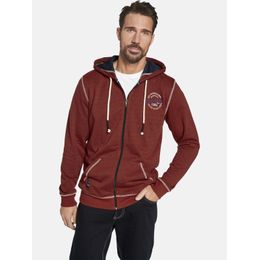 Kapuzensweatjacke Jan Vanderstorm "Sweatjacke JOKORA", Herren, Gr. 4XL, rot (rot melange), Obermaterial: 65% Baumwolle CO. 35% Polyester COOLMAX PES(Coolmax)., Sweatjacken Kapuzensweatjacke