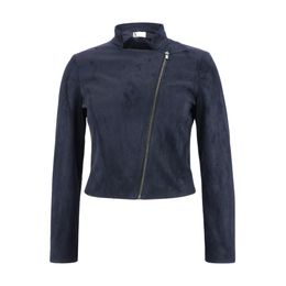 Jackenblazer Vera Mont "Bikerjacke mit Rei&szlig;verschluss", Damen, Gr. 38, blau (night sky), Obermaterial: 87% Polyester PES. 13% Elasthan EL., Blazer Jackenblazer