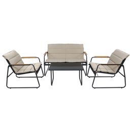 Garten-Essgruppe Vcm "4 tlg. Set Lounge Balkon Gartenm&ouml;bel Lexila", beige (creme), B:222cm T:119cm, Obermaterial: 80% Textilmaterial TEXMAT. 20% Metall MT., Sitzm&ouml;bel-Sets, Garten-Essgruppe