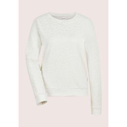 Madeleine Mode Langarmshirt MADELEINE "Sweatshirt Langarm Animal-Print Pullover", Damen, Gr. 46, wei&szlig; (perlwei&szlig;), Obermaterial: 90% Polyester PES. 10% Elasthan EL., Modern, Shirts Langarmshirt