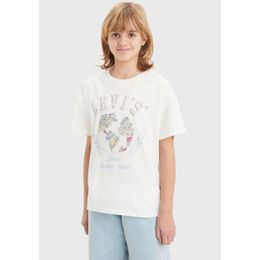 T-Shirt LEVI'S KIDS "LVG EARTH OVERSIZED TEE", M&auml;dchen, Gr. 3 (98), wei&szlig; (sugar swizzl), Obermaterial: 60% Baumwolle, 40% Polyester, bedruckt, Rundhals, Shirts T-Shirt, for GIRLS
