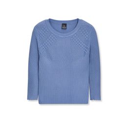 Madeleine Mode Longpullover MADELEINE "Pullover Rippstrickpullover", Damen, Gr. 44/46, blau (himmelblau), Obermaterial: 72% Viskose CV. 28% Polyester PES., Modern, figurbetont, Pullover Longpullover