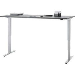 Schreibtisch, elektrisch h&ouml;henverstellbar, T-Fu&szlig; ohne Traverse, B 1800 x T 800 x H 605&ndash;1265 mm, graphit/silber