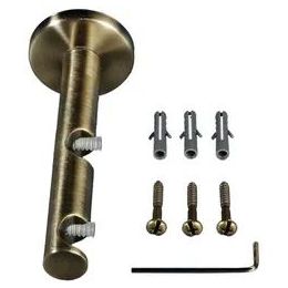 Doppeltr&auml;ger Liedeco, gold (messingfarben, antik), L:12cm &Oslash;:1,6cm, Gardinenstangenhalterungen, f&uuml;r Gardinenstangen &Oslash; 16 mm
