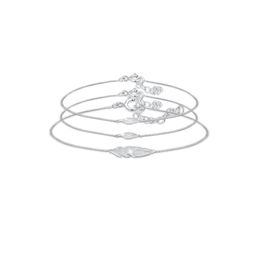 Armketten Set Elli "Armband Feder Mutter Kind 3er Set 925 Sterling Silber" Gr. 160, silber, Armb&auml;nder, Damen, Silber 925 (Sterlingsilber), Armketten Set