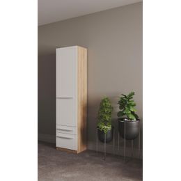 Kleiderschrank Priess "Schrank Garderobe W&auml;scheschrank Barcelona in 5 Breiten", wei&szlig; (eichefarben artisan, wei&szlig;), B:48cm H:193cm T:36cm, Holzwerkstoff, Schr&auml;nke, Kleiderschrank, viel Stauraum, ger&auml;umige Schubk&auml;sten, mit Spiegel, MADE IN GERMANY