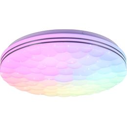 REALITY LEUCHTEN LED Deckenleuchte "Tiger", wei&szlig; (wei&szlig; matt), 1, &Oslash; 38cm H: 7cm, 1 Stk., Leuchten, Deckenlampe RGB Regenbogen Effekt Lichtfarbe einstellbar Fernbedienung, LED Deckenleuchte