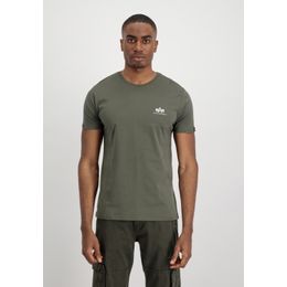 T-Shirt Alpha Industries "Basic T-Shirt SL", Herren, Gr. M, gr&uuml;n (schwarz olive), Obermaterial: 100% Baumwolle, Shirts T-Shirt