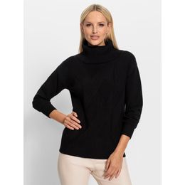 Rollkragenpullover Heine "Pullover", Damen, Gr. 42, schwarz, 42% Viskose, 30% Lyocell, 28% Polyester, unifarben, Pullover Rollkragenpullover
